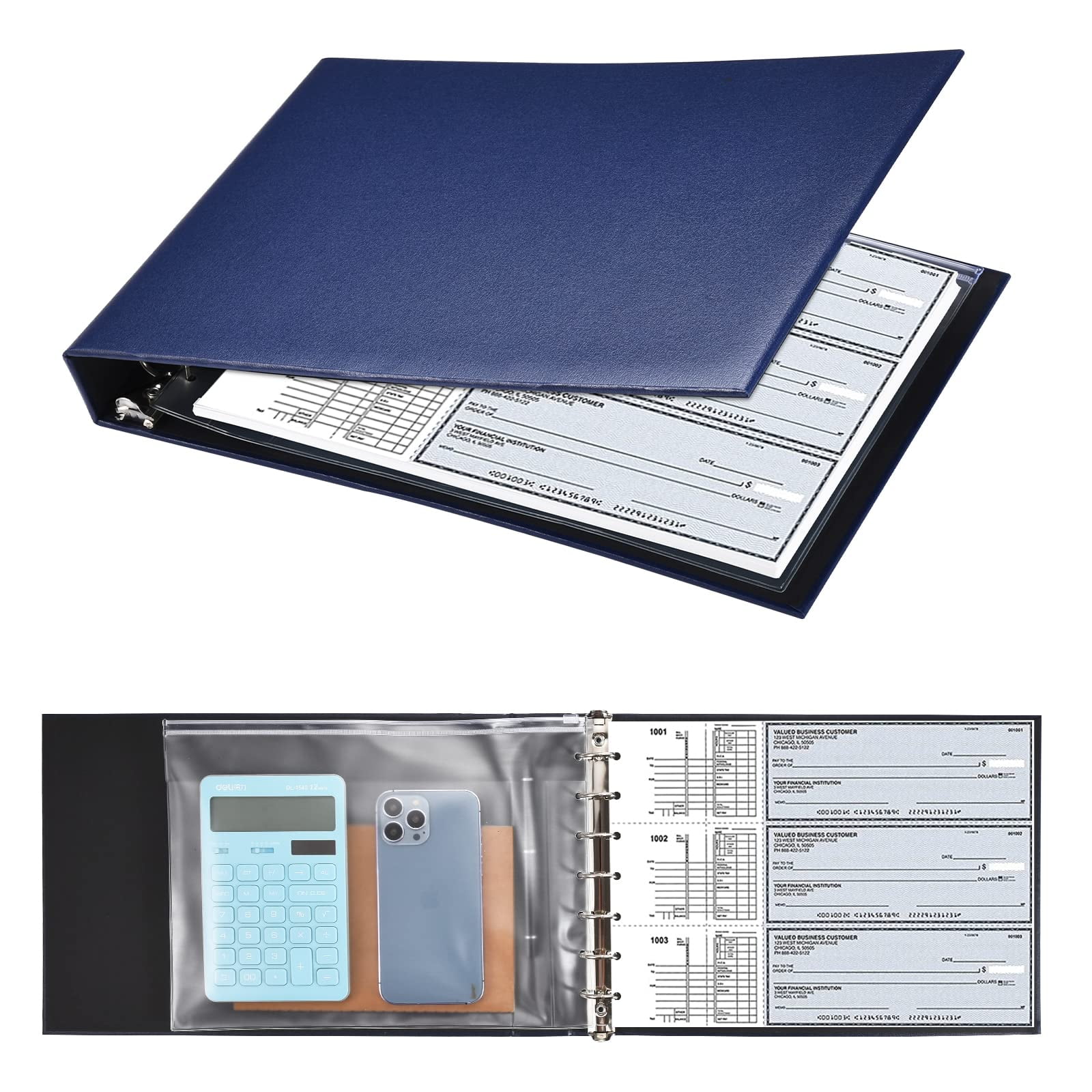 Pacific Mailer 7 Ring Check Binder, 3-On-A-Page Business Checkbook ...