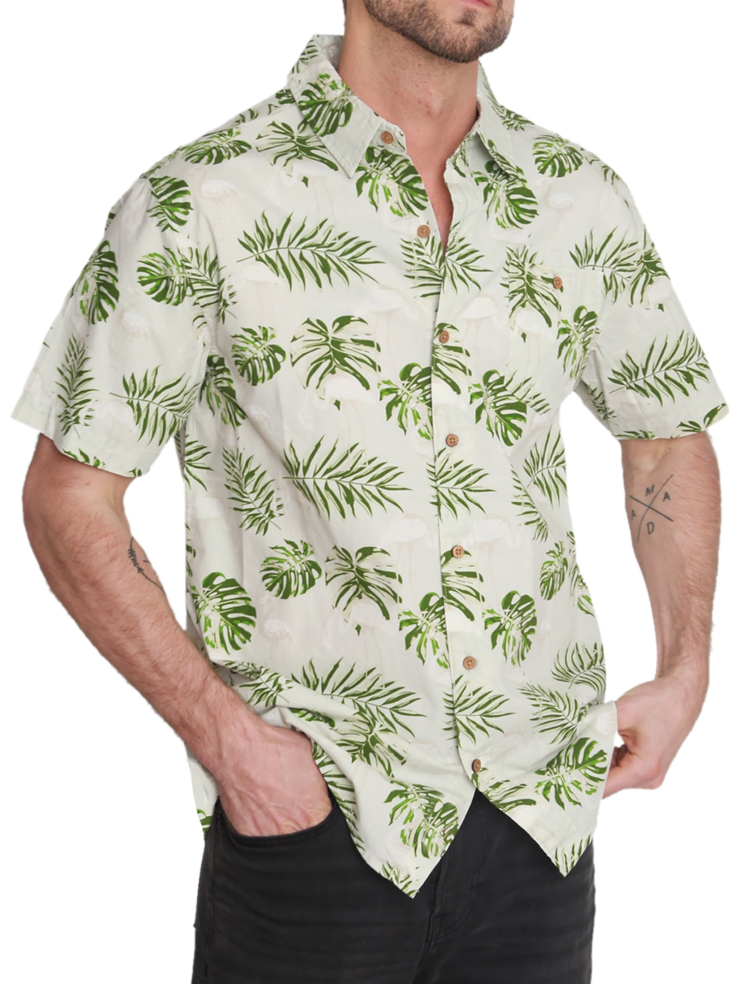 Pacific Marlin Men's Short Sleeve Hawaiian Woven Shirt - Walmart.com