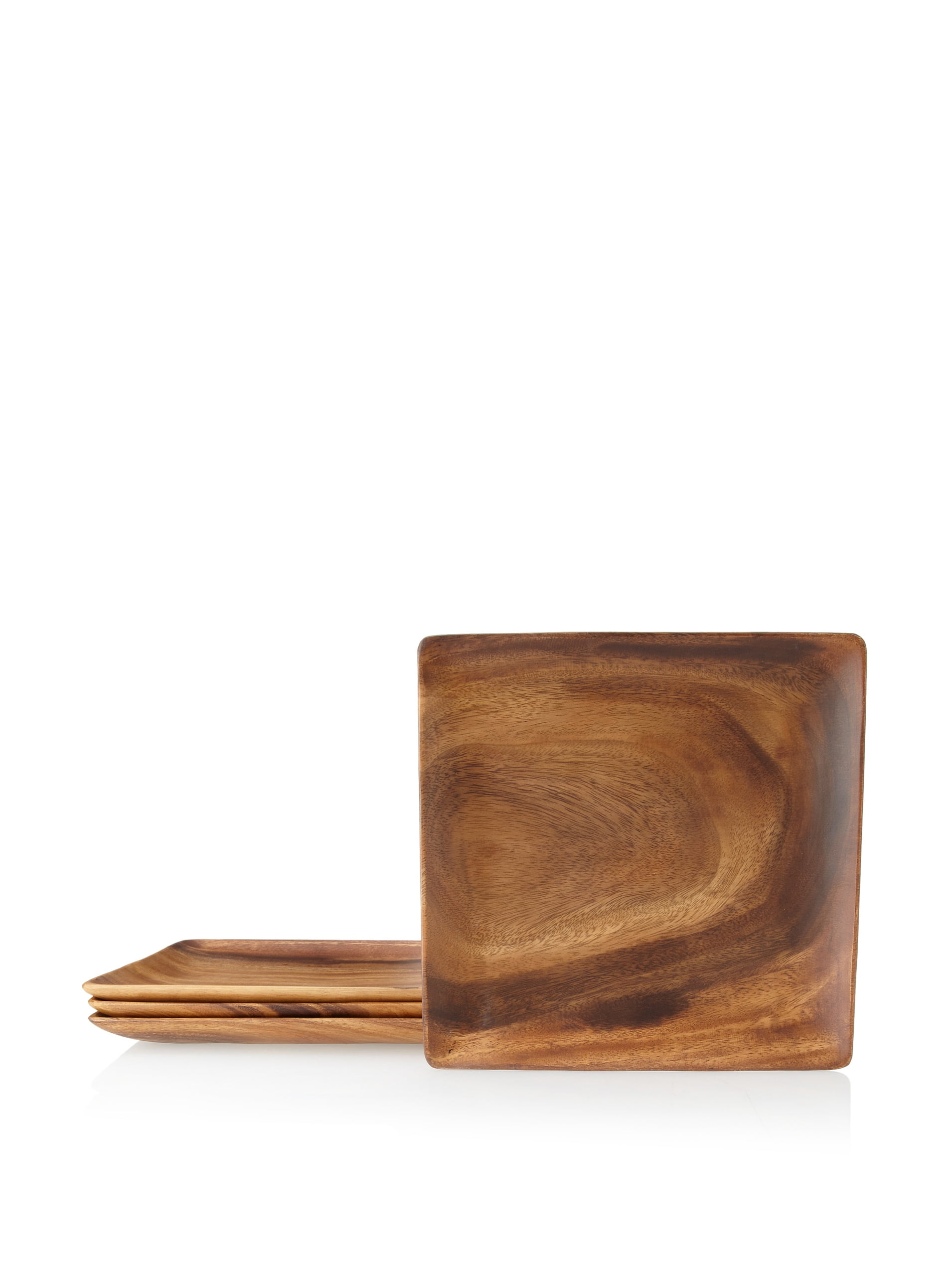 Pacific Merchants Acacia Wood Square Serving Tray, 10 Inch Wooden Plate ...