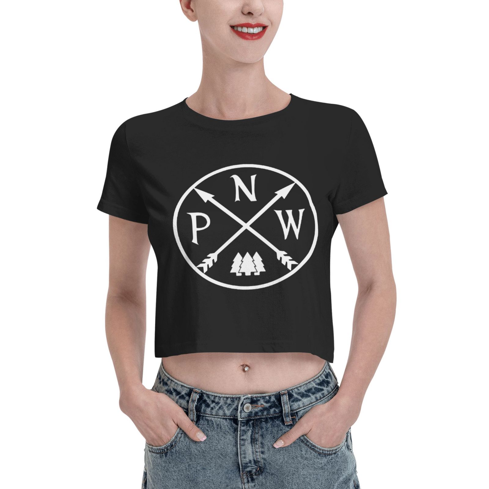 Pacific North West Mountain Leak Navel T-Shirt Black Small - Walmart.com