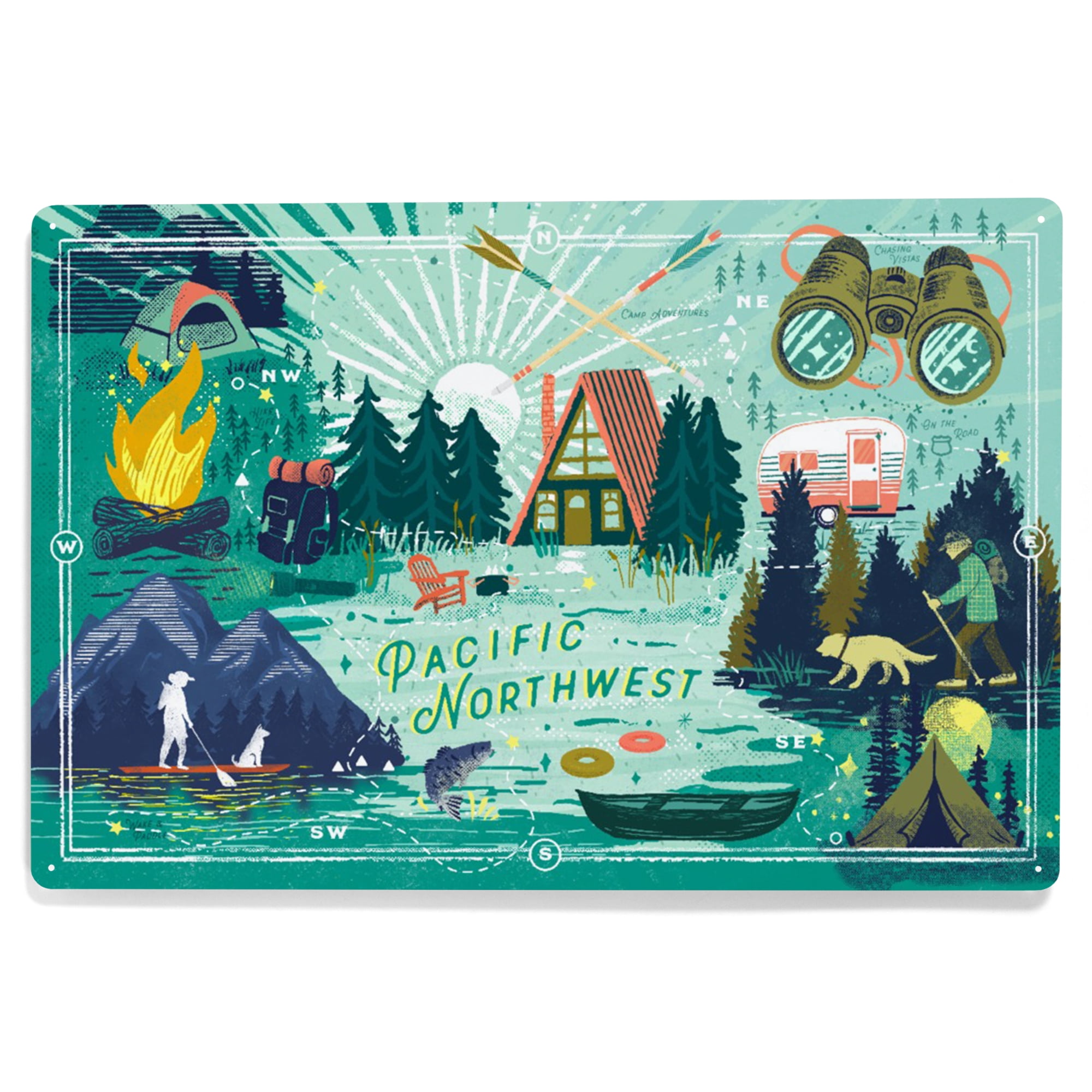 Pacific Northwest, Lake Life Series, Collage, Landscape With Mountain ...