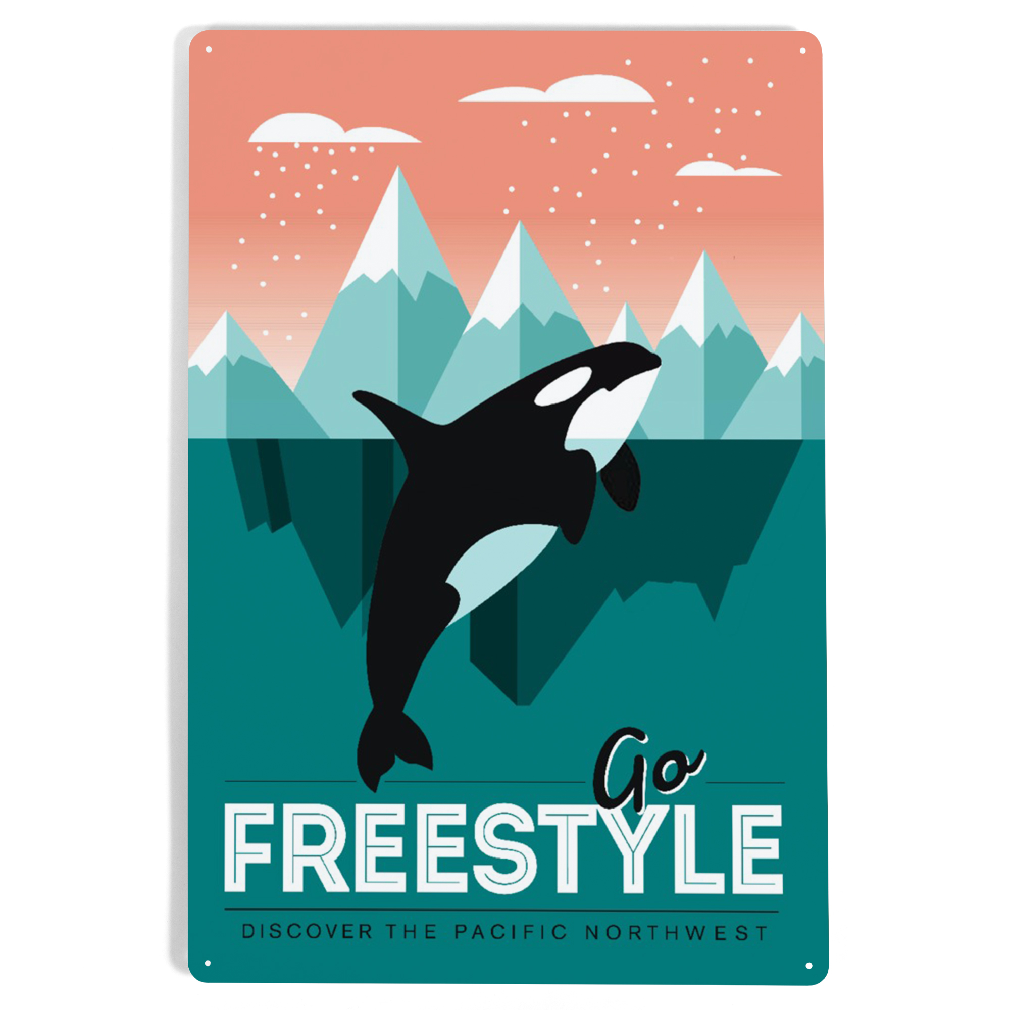 Pacific Northwest, Orca Whale, Go Freestyle (12x18 Aluminum Art, Indoor ...