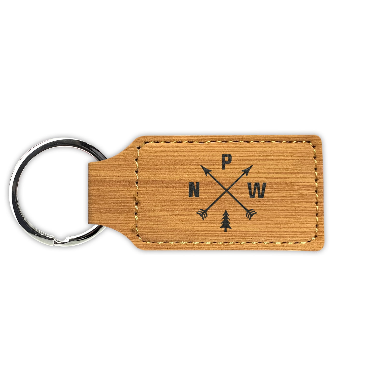 Pacific Northwest PNW Keychain Leatherette Rectangle - Laser Engraved ...