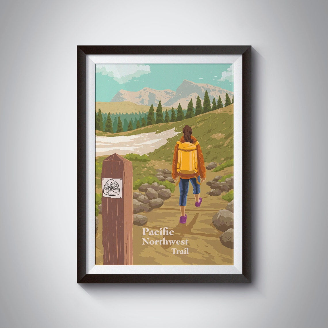 Pacific Northwest Trail Poster, National Scenic Trail Usa, Continental ...