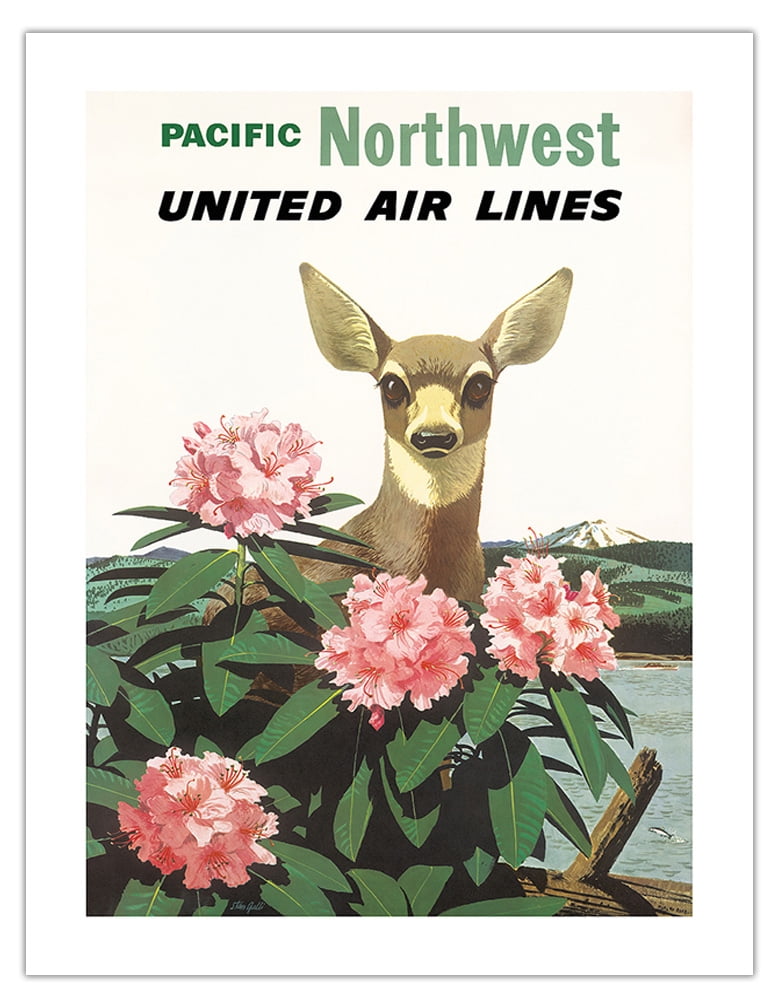 Pacific Northwest - United Air Lines - Vintage Airline Travel Poster by ...