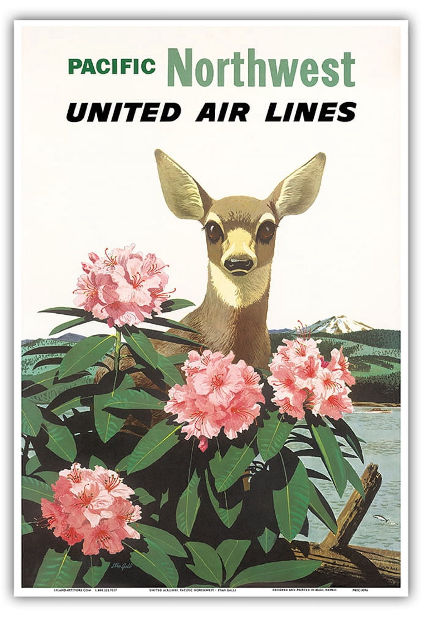 Pacific Northwest - United Air Lines - Vintage Airline Travel Poster by ...