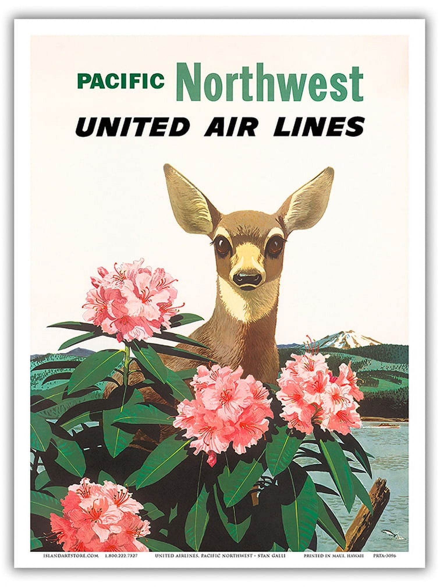 Pacific Northwest - United Air Lines - Vintage Airline Travel Poster by ...