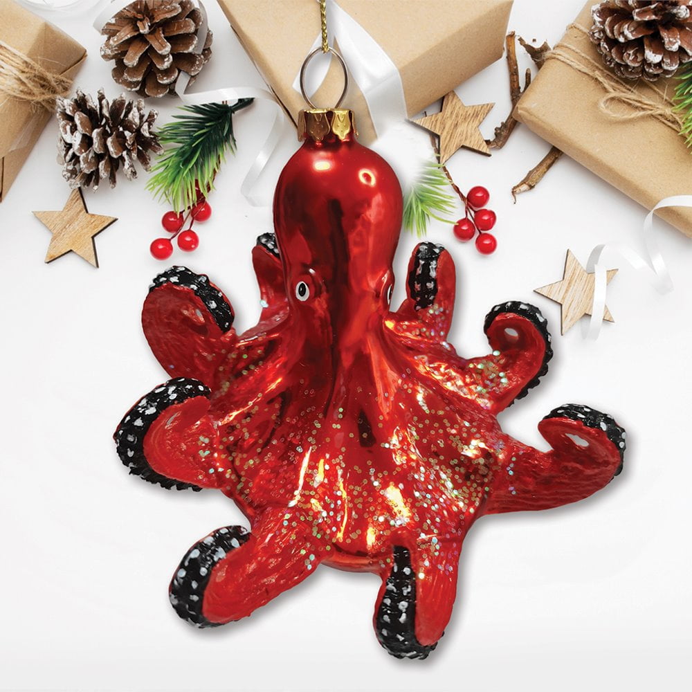 Pacific Octopus Blown Glass Christmas Ornament, Sea Animal Creature ...