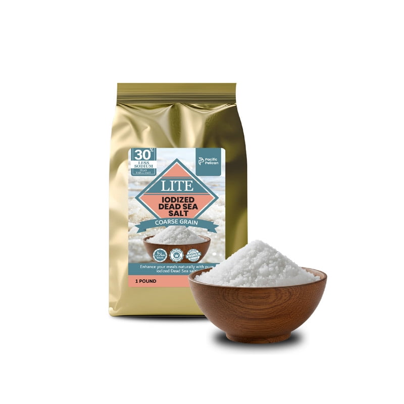Pacific Pelican 30% Less Sodium Iodized Dead Sea Lite Salt - Coarse ...