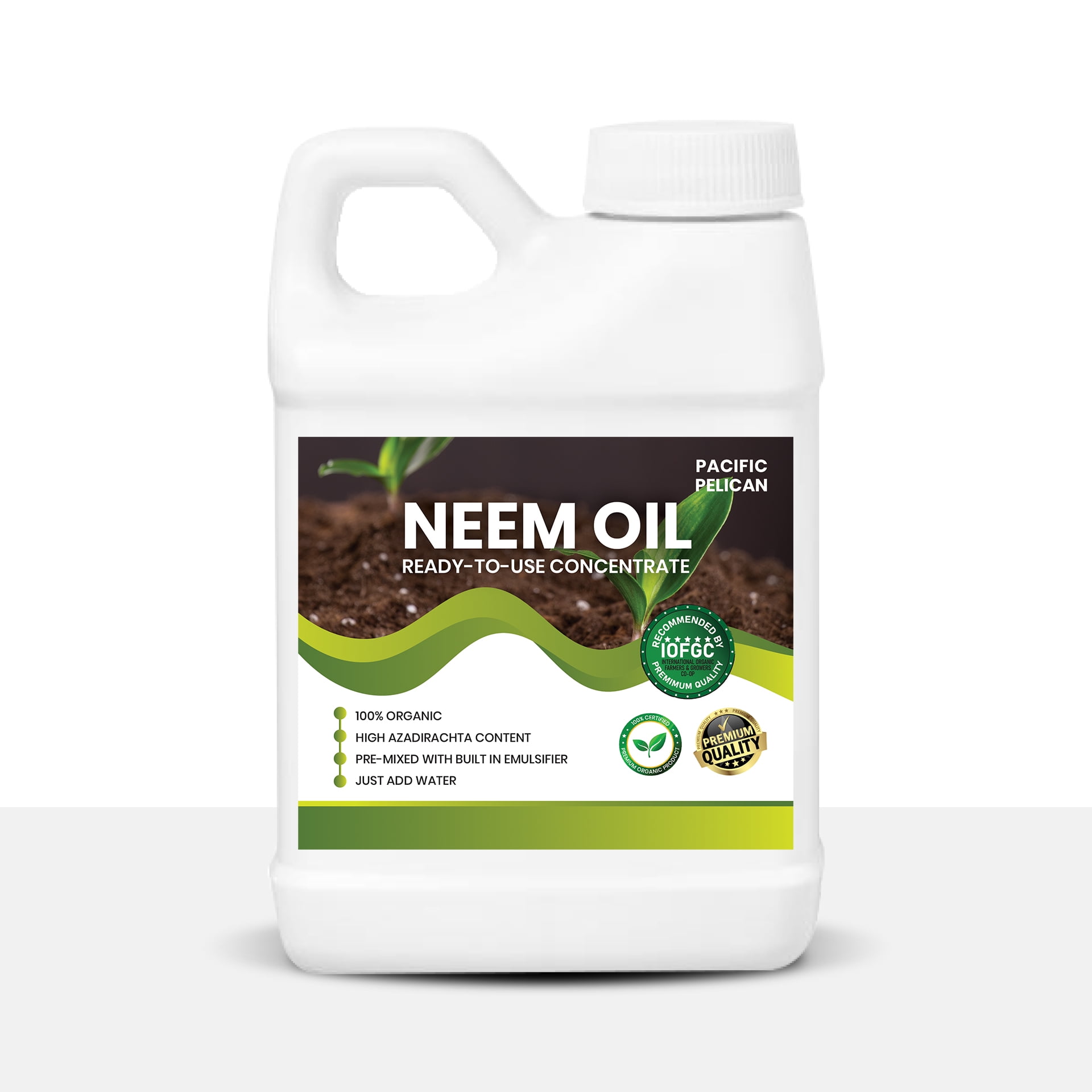 Pacific Pelican Neem Oil Pre-Emulsified Concentrate, Unscented - 100% ...