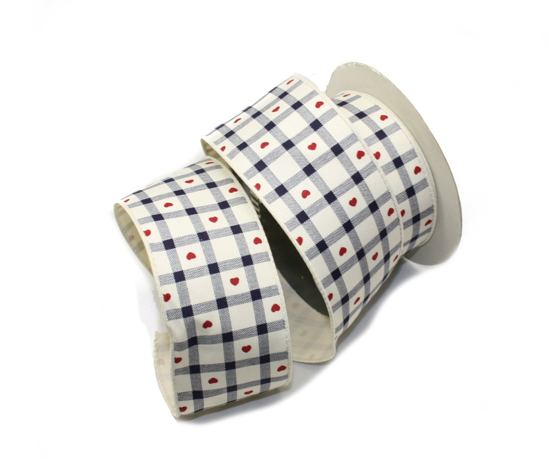 Pacific Rim Heart Blue Check Wire Edge Ribbon - Walmart.com