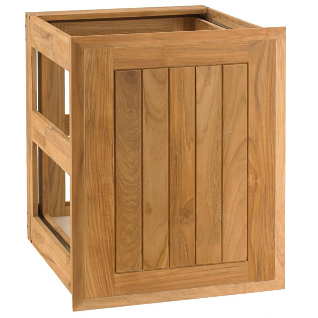 Pacific Teak Cottage 18-Inch Teak Wood Roll-Out Double Trash ...
