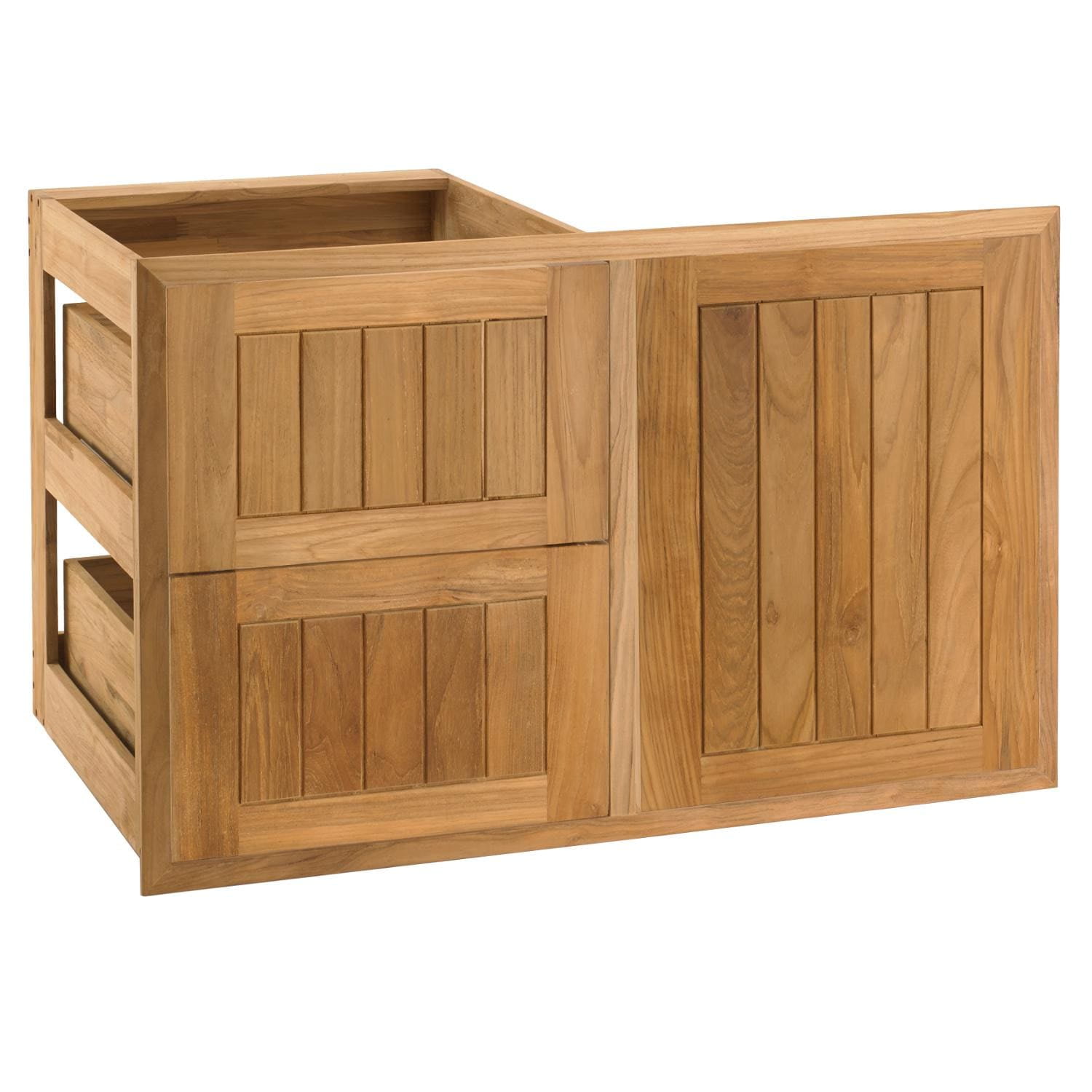 Pacific Teak Cottage 35-Inch Teak Wood Access Door and Double Drawer ...