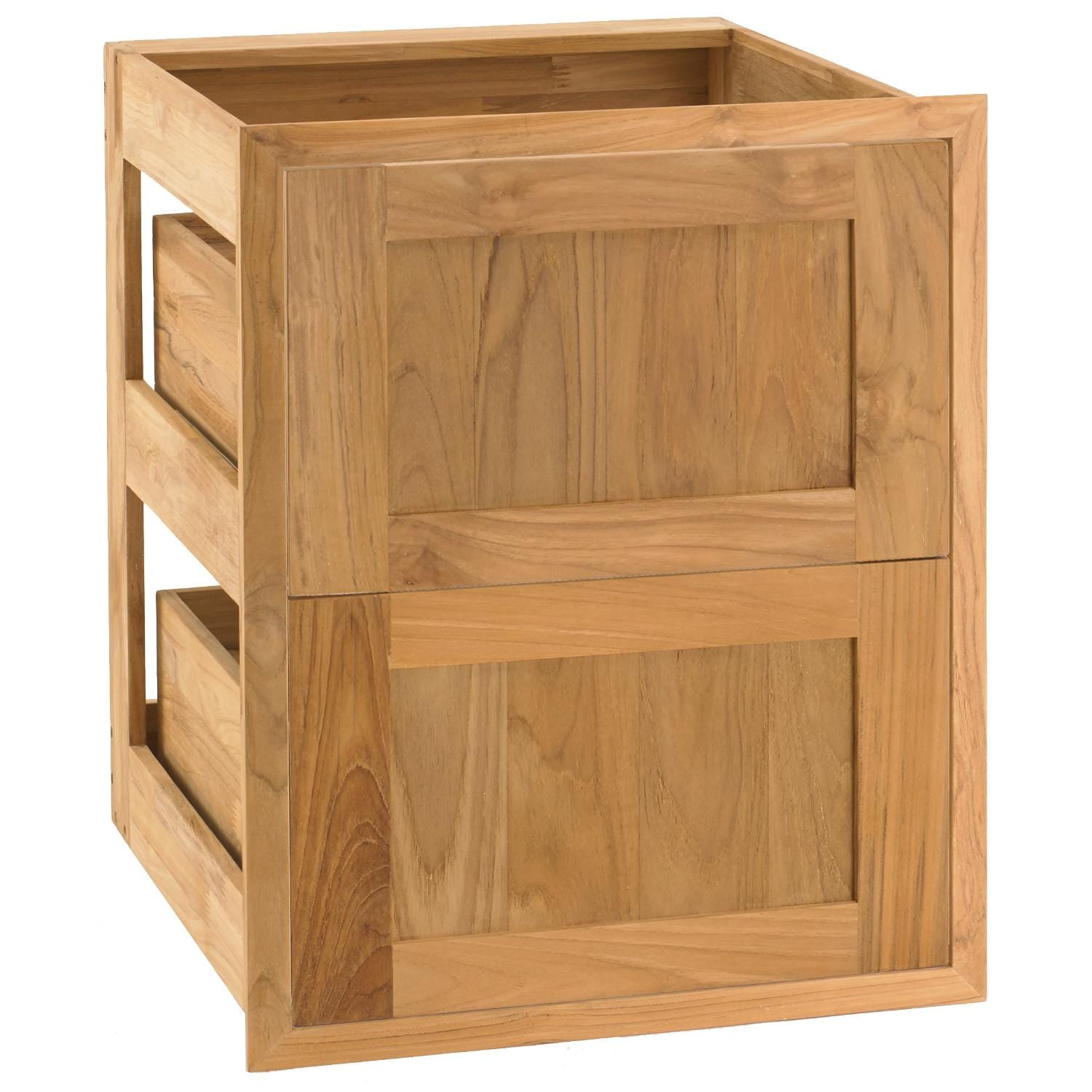 Pacific Teak Shaker 18-Inch Teak Wood Double Access Drawer - UD2V-18S ...