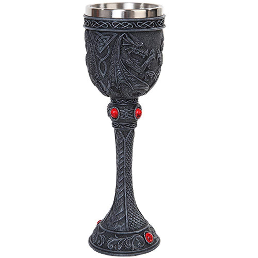 Pacific Trading Celtic Gothic Duelling Dragon Resin Wine Goblet Chalice ...