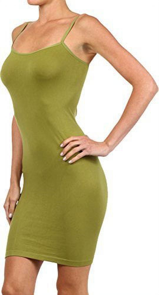 PacificPlex Seamless Solid Soft Slip Dress Spaghetti Straps, One Size ...