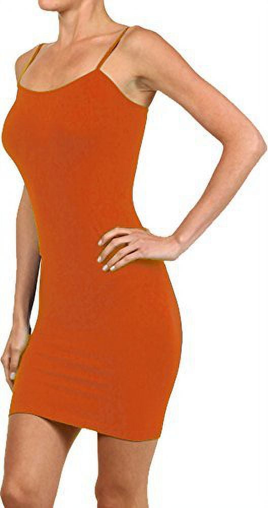 PacificPlex Seamless Solid Stretch Slip Dress Spaghetti Straps One-Size ...