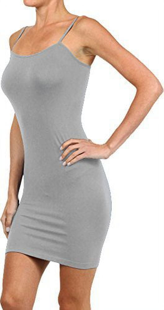 PacificPlex Soft Seamless Solid Stretch Slip Dress Spaghetti Straps ...