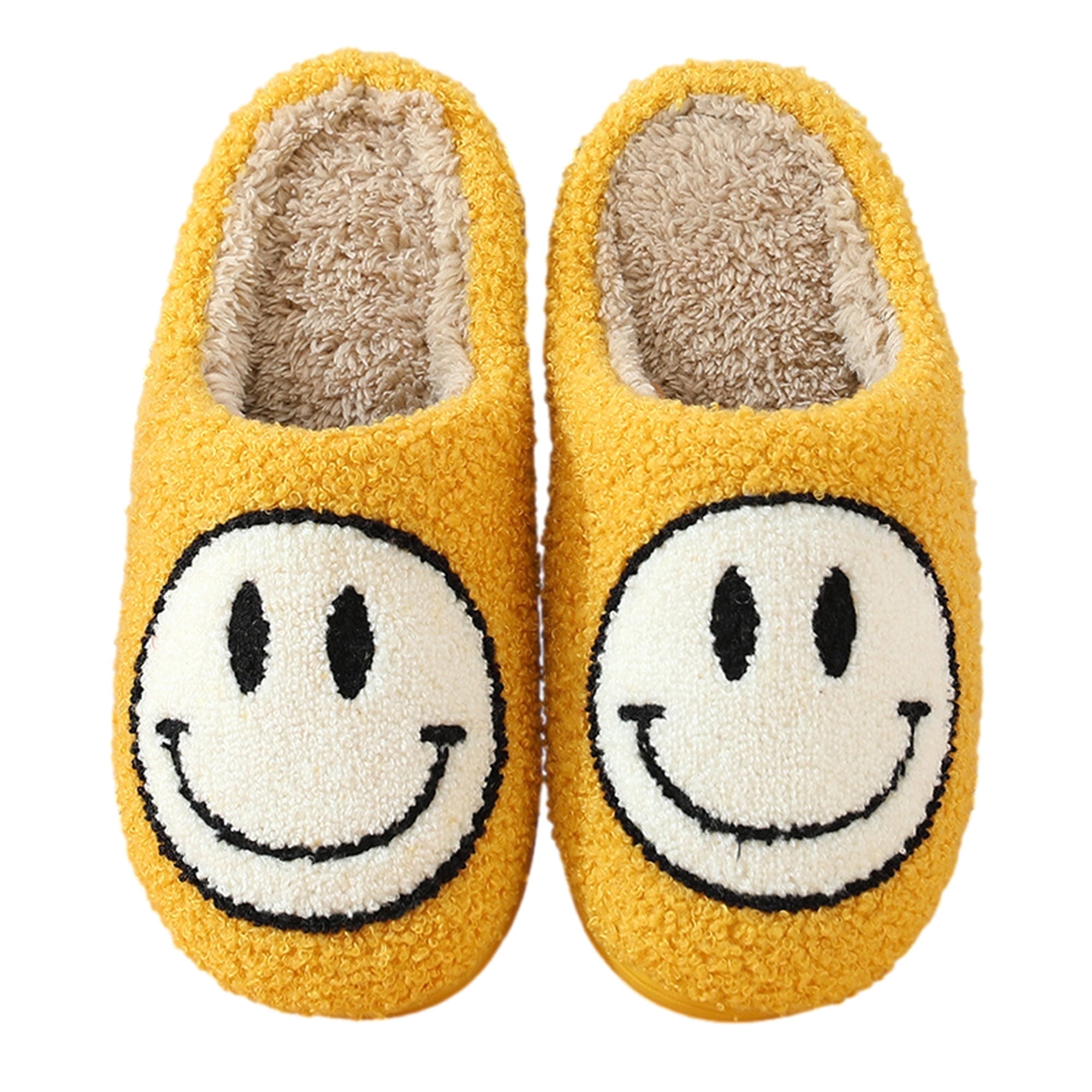 PacificPlex Womens Fuzzy Preppy Smile Slippers Retro Cozy Comfy Plush ...