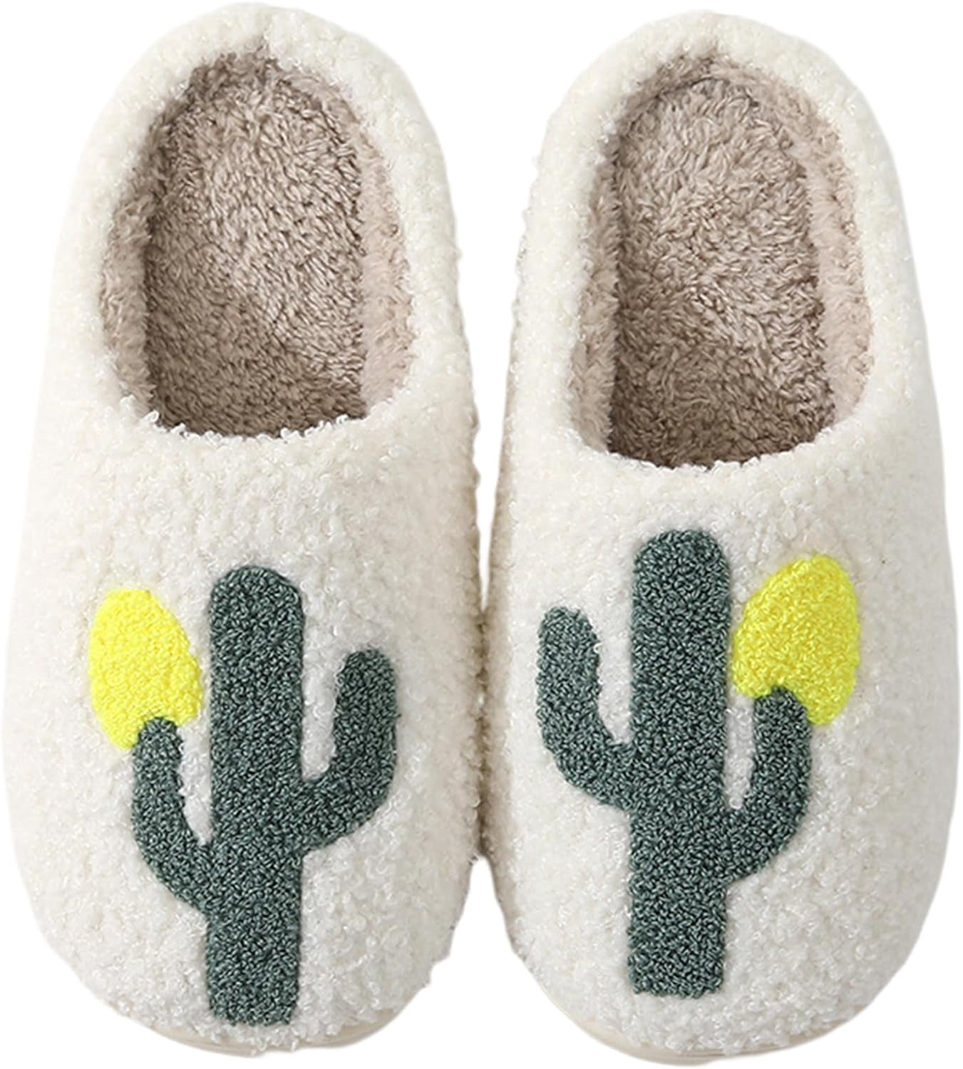 PacificPlex Womens Fuzzy Preppy Smile Slippers Retro Cozy Comfy Plush ...
