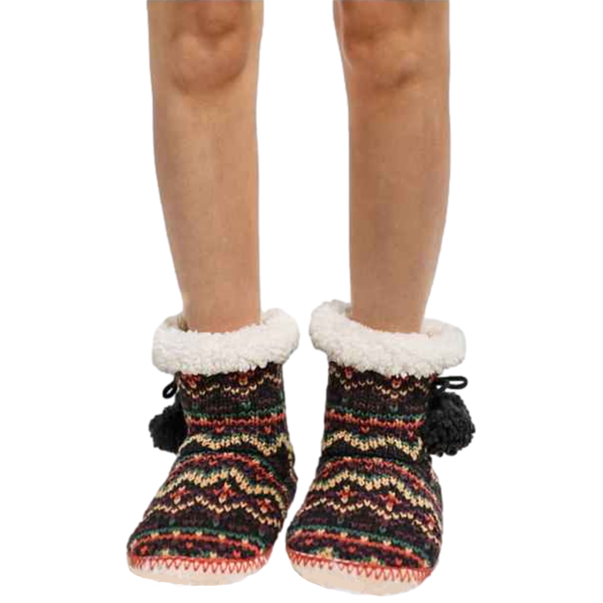 PacificPlex Womens Knit Shearling Lined Bootie Slippers Muk-Luk Slipper ...