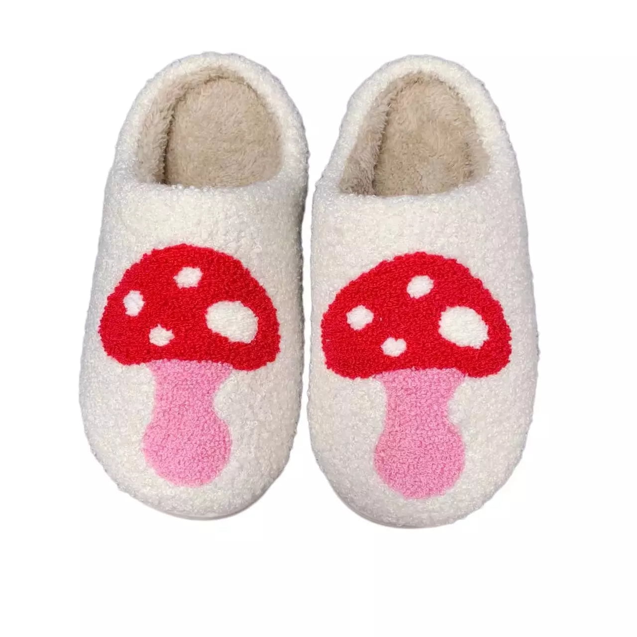 PacificPlex Womens Mushroom Fuzzy Preppy Smile Slippers Retro Cozy ...