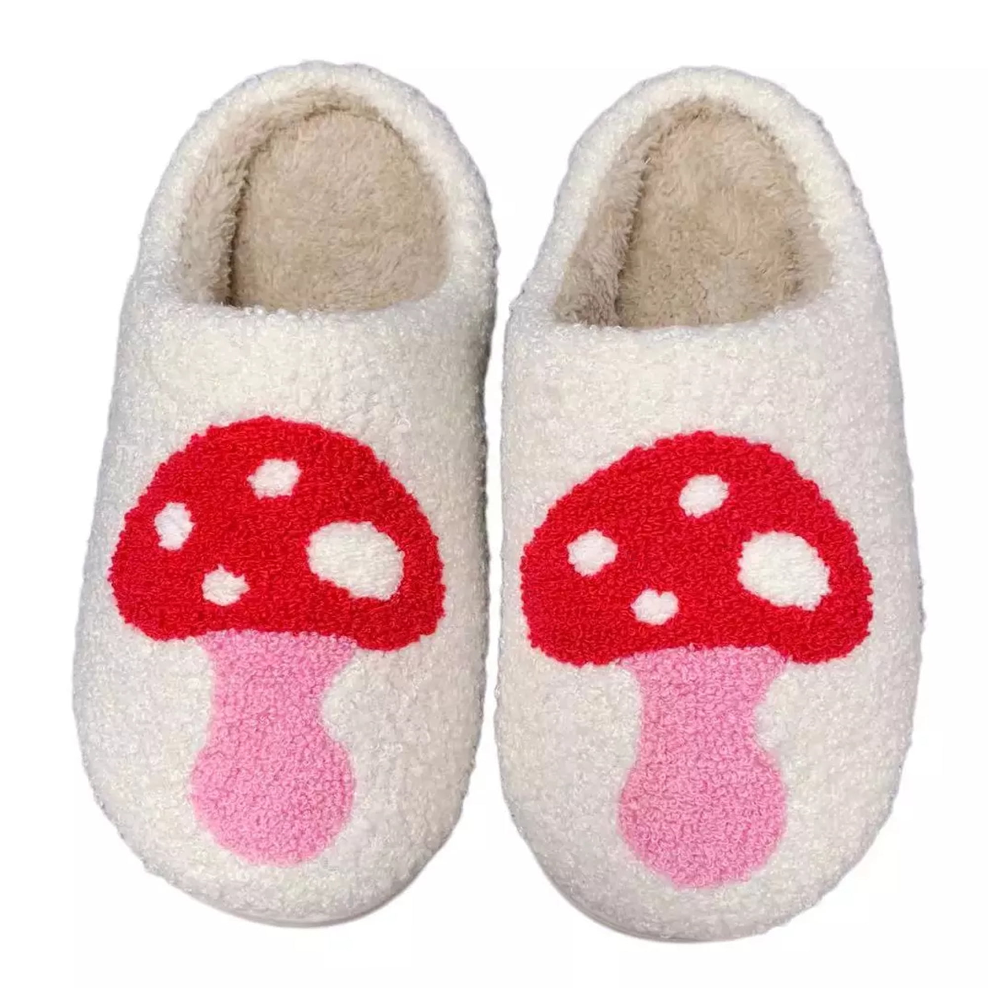PacificPlex Womens Smiley Preppy Smile Slippers Retro Cozy Plush (8-8.5 ...