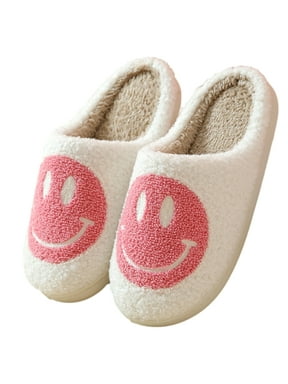 Lankey Unisex Smiley Face Slippers, Anti-Slip Soft Plush Comfy Indoor ...