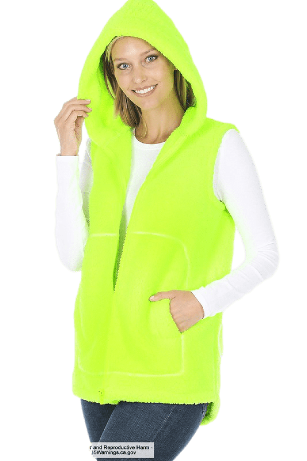 PacificPlex Womens Solid Soft and Cozy Sherpa Zip Front Hoodie Vest ...