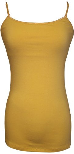 PacificPlex Womens Stretch Cotton Camisole Tank Top, 2X, Bee-Mustard ...