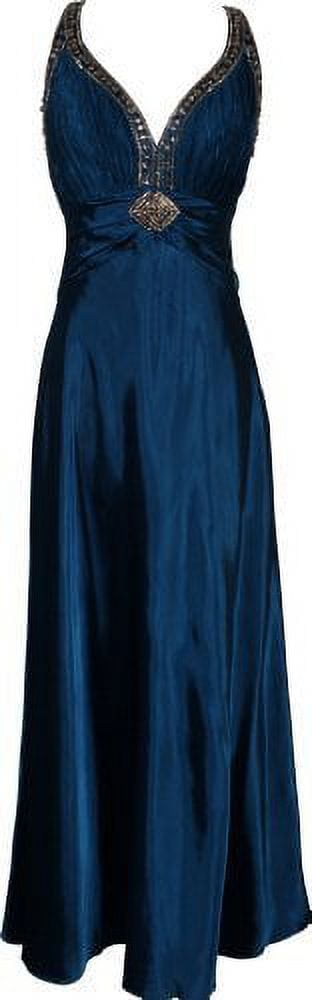 PacificPlex Womens Twist Back Beaded Satin Formal Gown Junior Plus Size ...