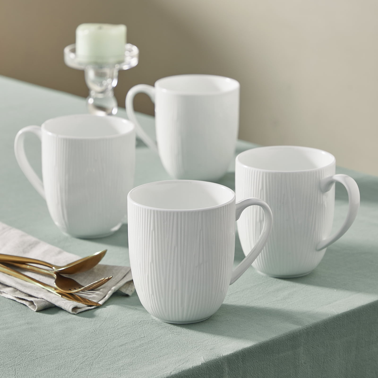 Pacifica Home Bone China Modern White Porcelain Dinnerware Set, Service ...