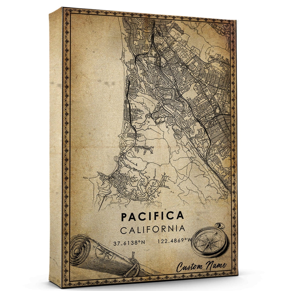 Pacifica Map Poster, California Map Art Poster, Canvas, Pacifica Map ...