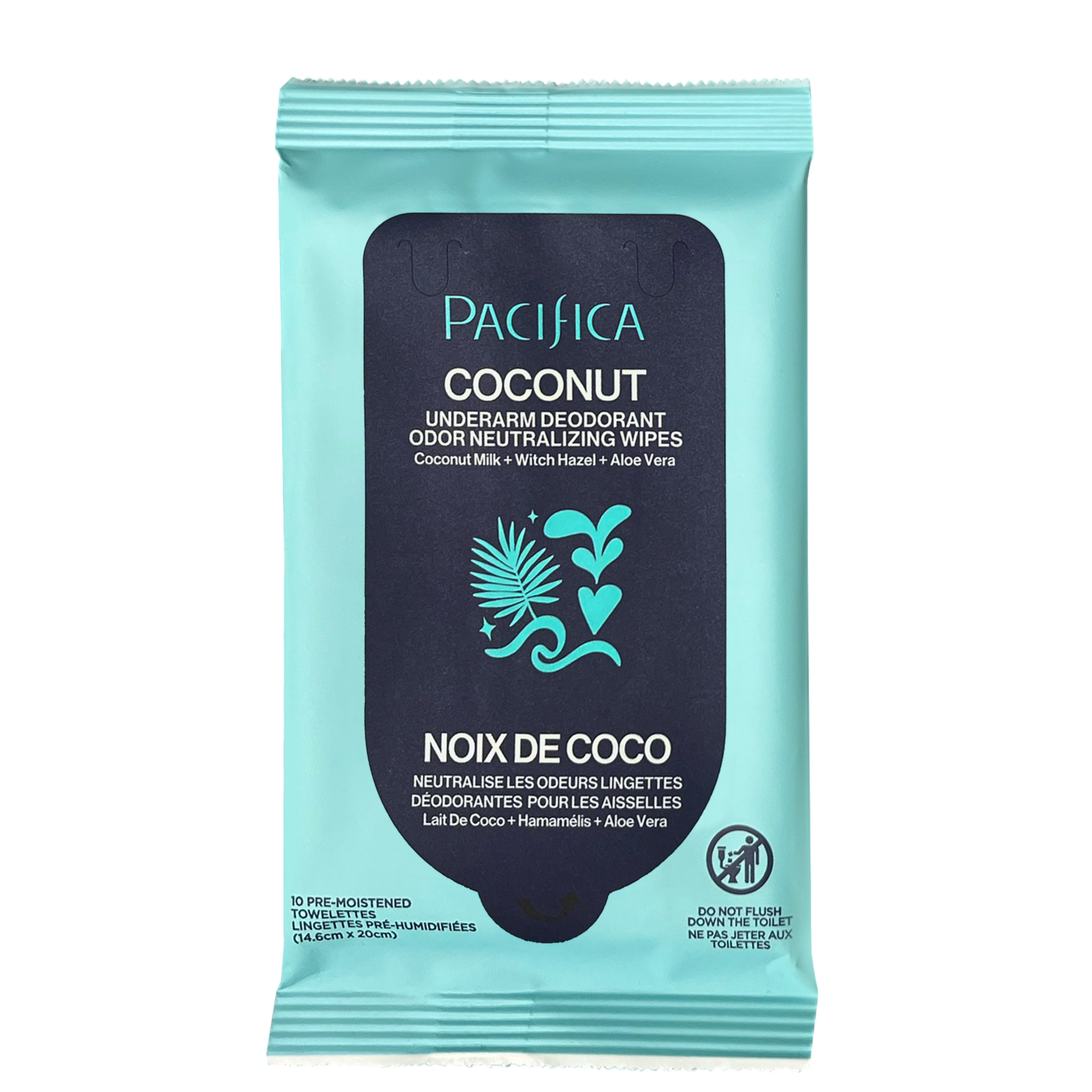 Pacifica Coconut Underarm Deodorant Odor Neutralizing Wipes 10 Count ...