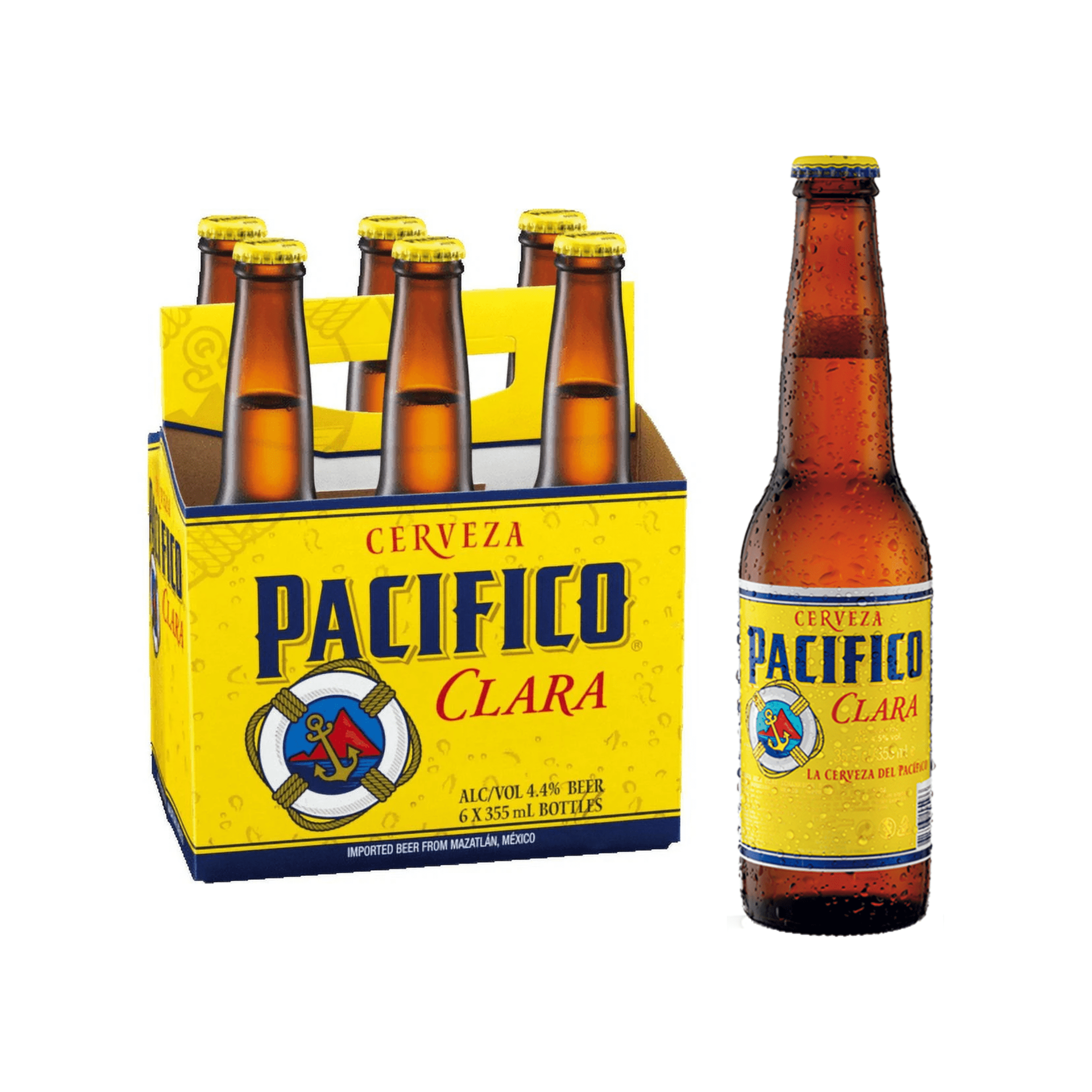 Pacifico Clara Lager Mexican Beer 12oz Glass Bottles 6 Pack 4.4% ABV ...