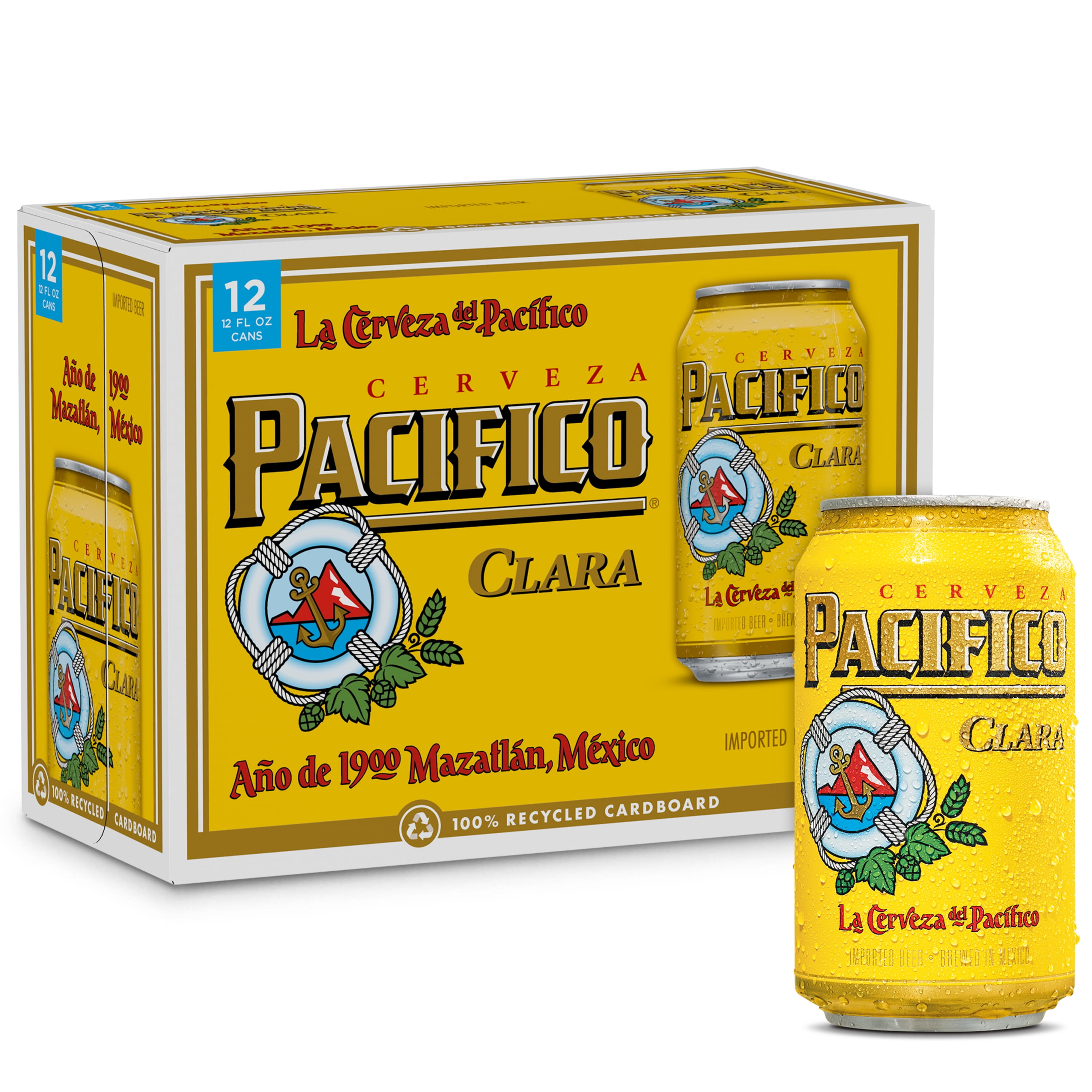 Pacifico Clara Mexican Lager Import Beer, 12 Pack, 12 fl oz Aluminum ...