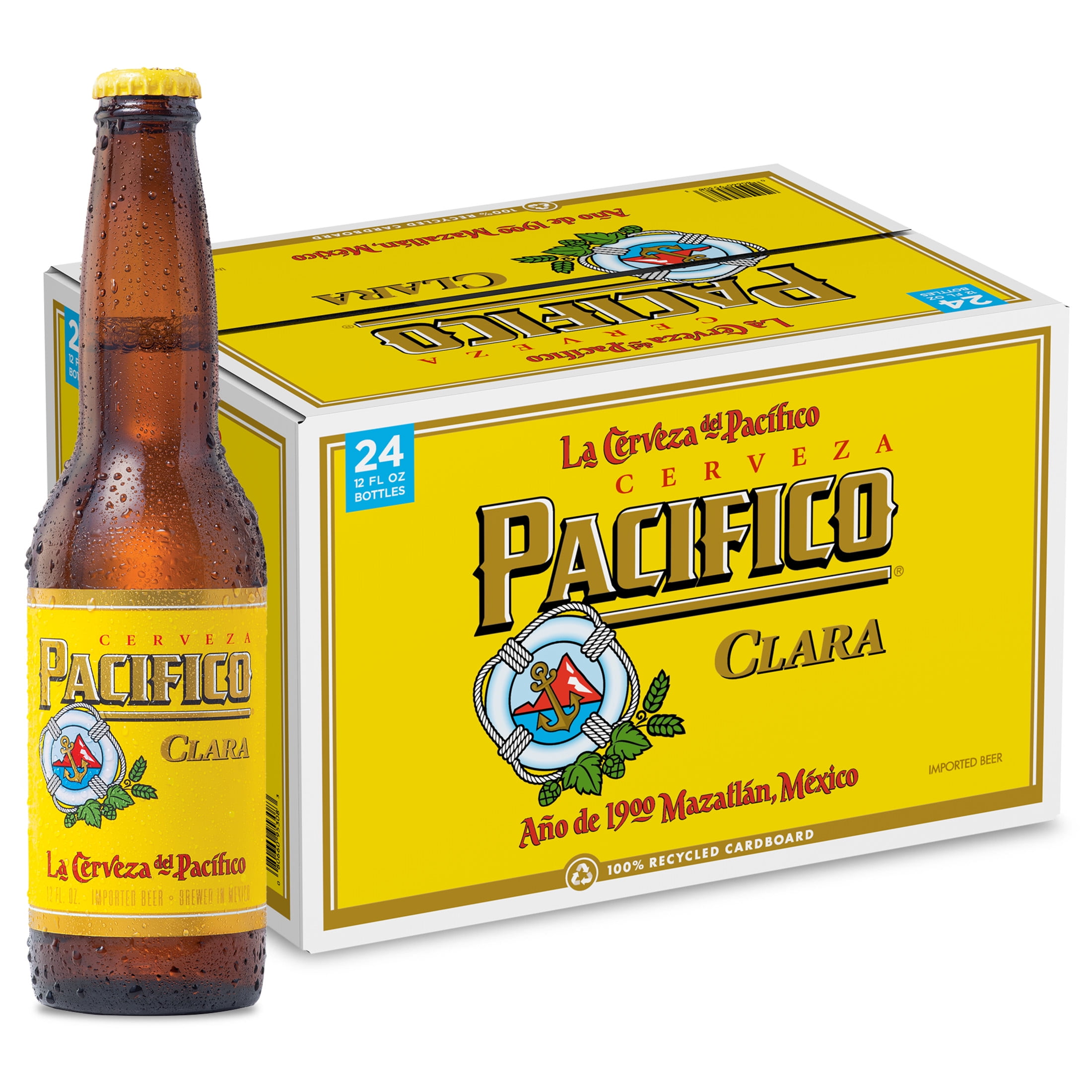 Pacifico Clara Mexican Lager Import Beer, 24 Pack 12 fl. oz. Bottles, 4 ...