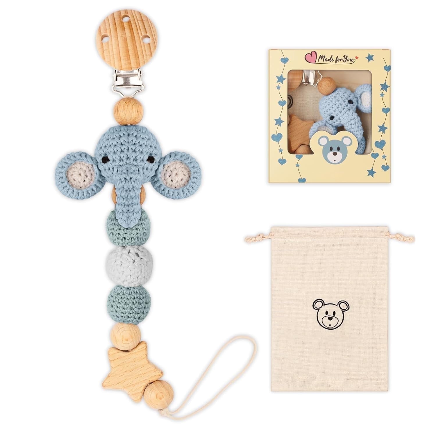 Pacifier Clip, Cute Animal Pacifier Holder Clip for Boys and Girls ...