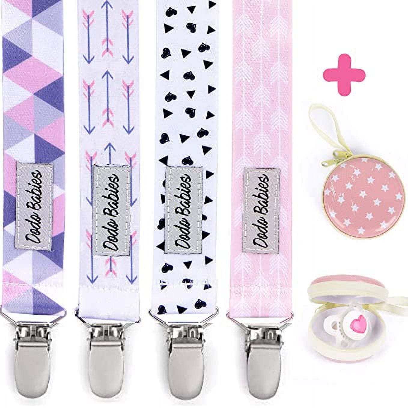 Dodo Babies Pacifier Clips Pack of 4, Universal Holder for Pacifiers ...