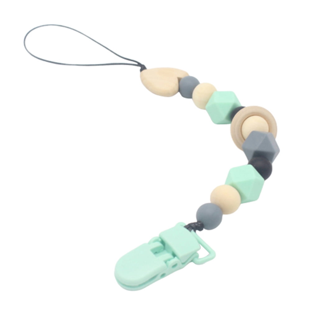 Pacifier Clip,Silicone Teething Beads Holder Soothie Teether Clips for ...