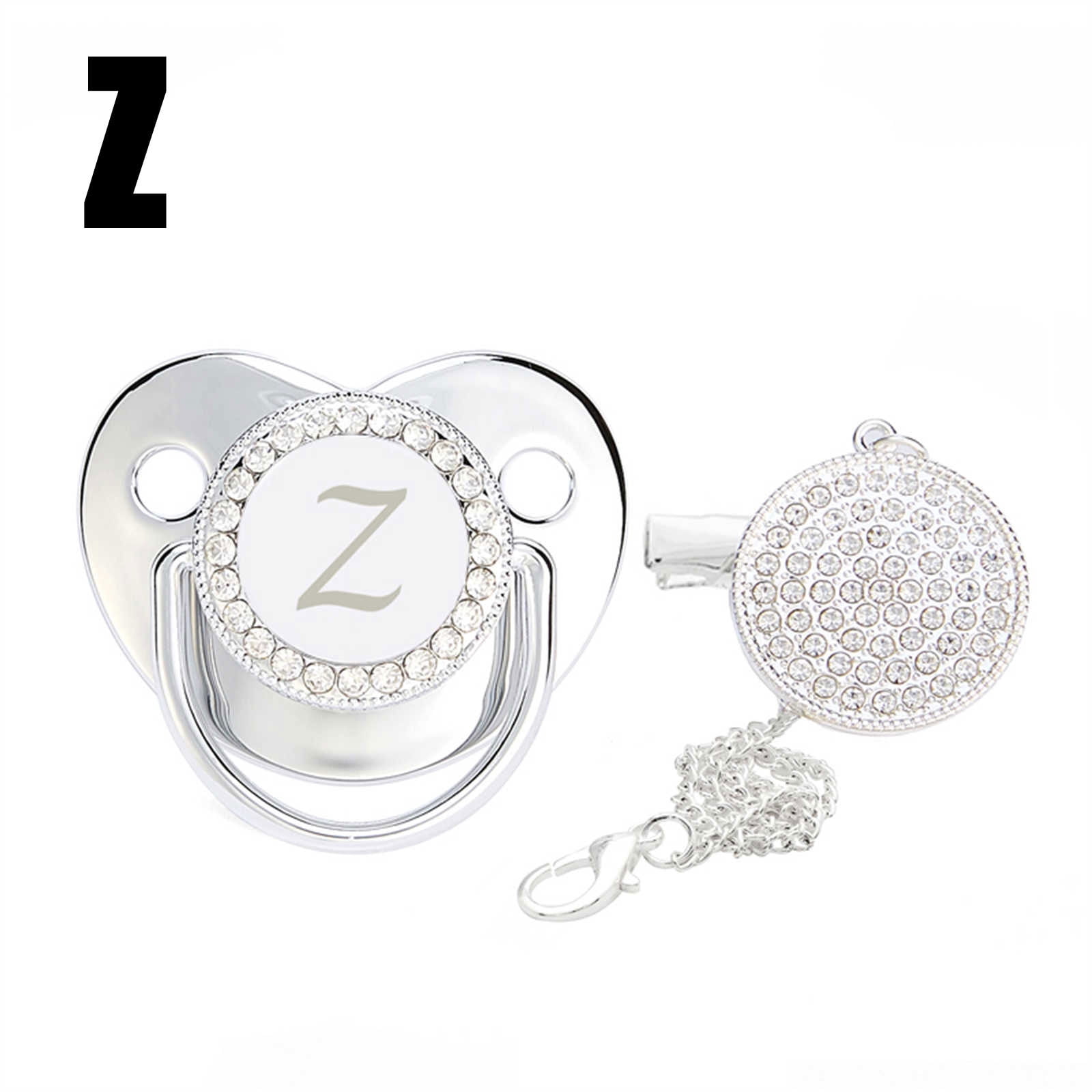 Pacifier Clips Baby Girl, 26 Letter Rhinestone Baby Pacifier with Name ...