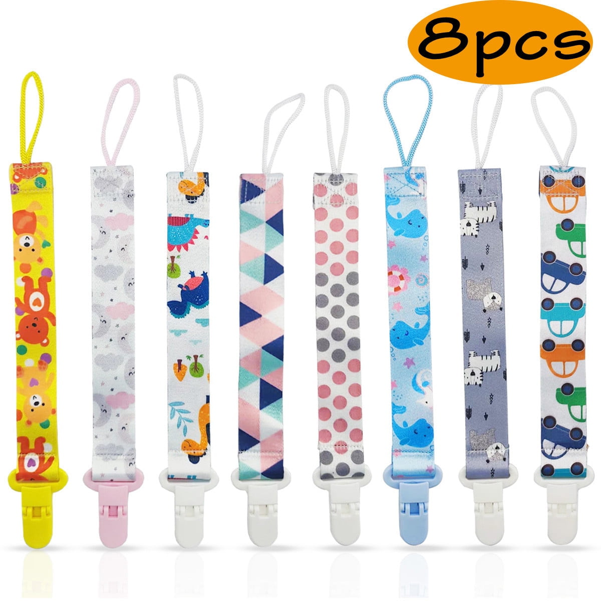 Pacifier Soother Clips 8 Pack for Baby Boys and Girls, Unique Design ...