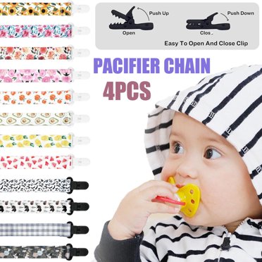 TELOLY 2 Pcs Pacifier Clip Double-Sided Pattern Pacifier Holder ...
