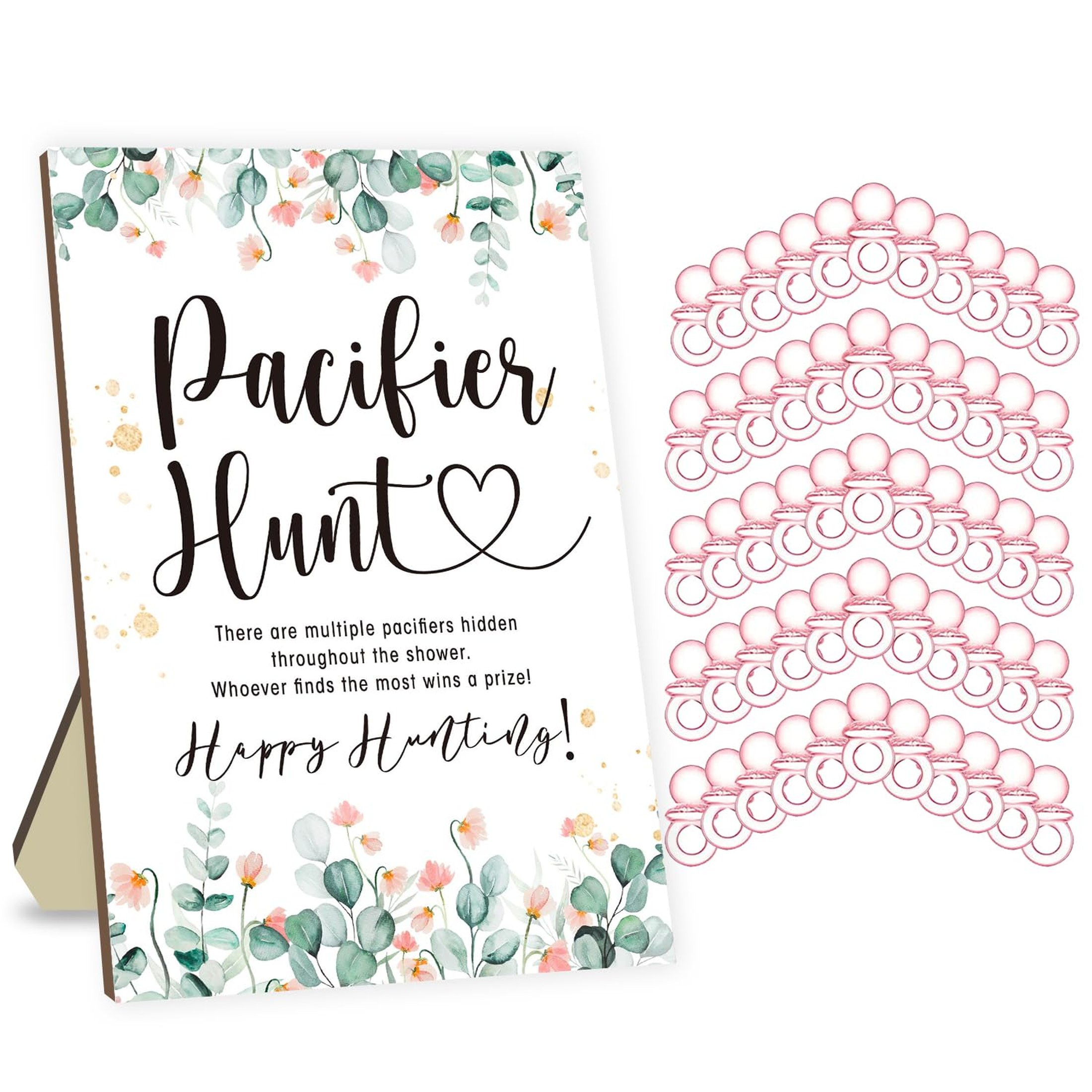 Pacifier Quest Baby Shower Game Set - Engage guests with a fun greenery ...
