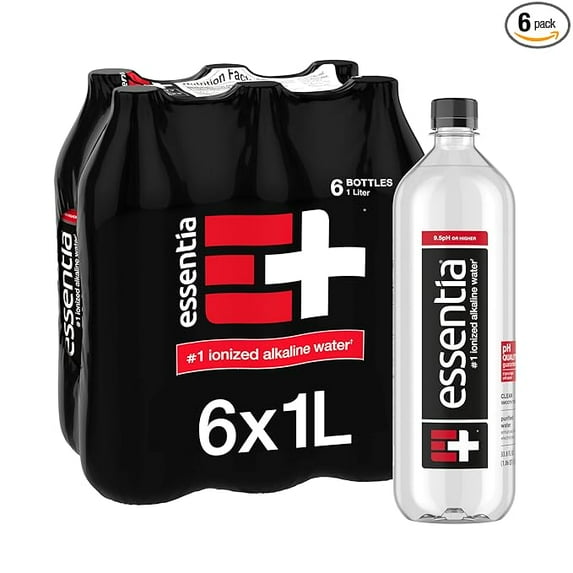Pack of 1 Essentia Bottled Water, 1 Liter, Pack of 6 Bottles; 99.9% ...