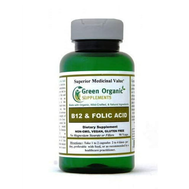 (Pack-1) Green Organic Supplements Vitamin B12 & Folic Acid, 1000mcg ...