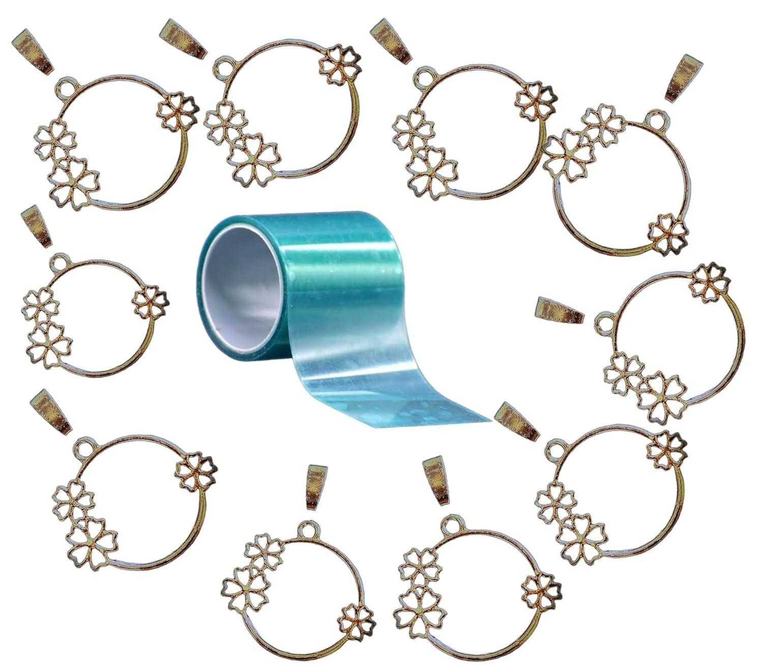 Pack of 10 Antique SilverCoated Flower Round Pendant Bezels Big Size ...