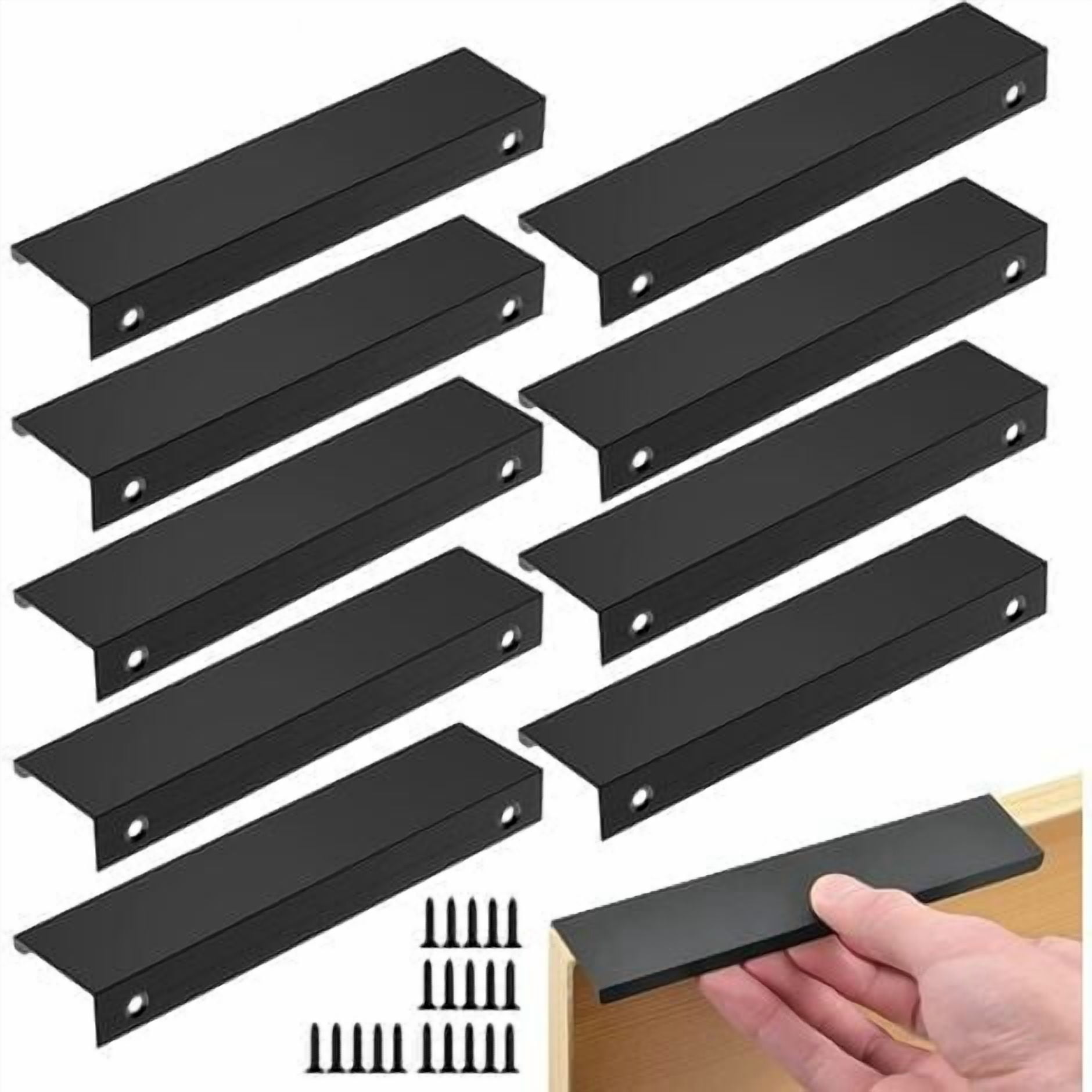 Pack of 10 Black Handle Black Furniture Handle - Invisible Handle Black ...