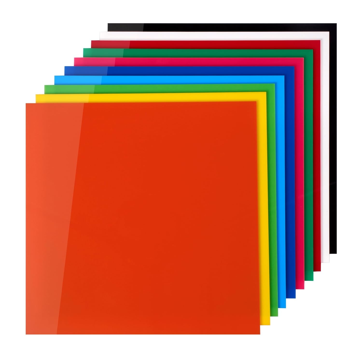 Pack of 10 Colored Acrylic Sheet 12" x 12" Cast Plexiglass Square 1/8 ...
