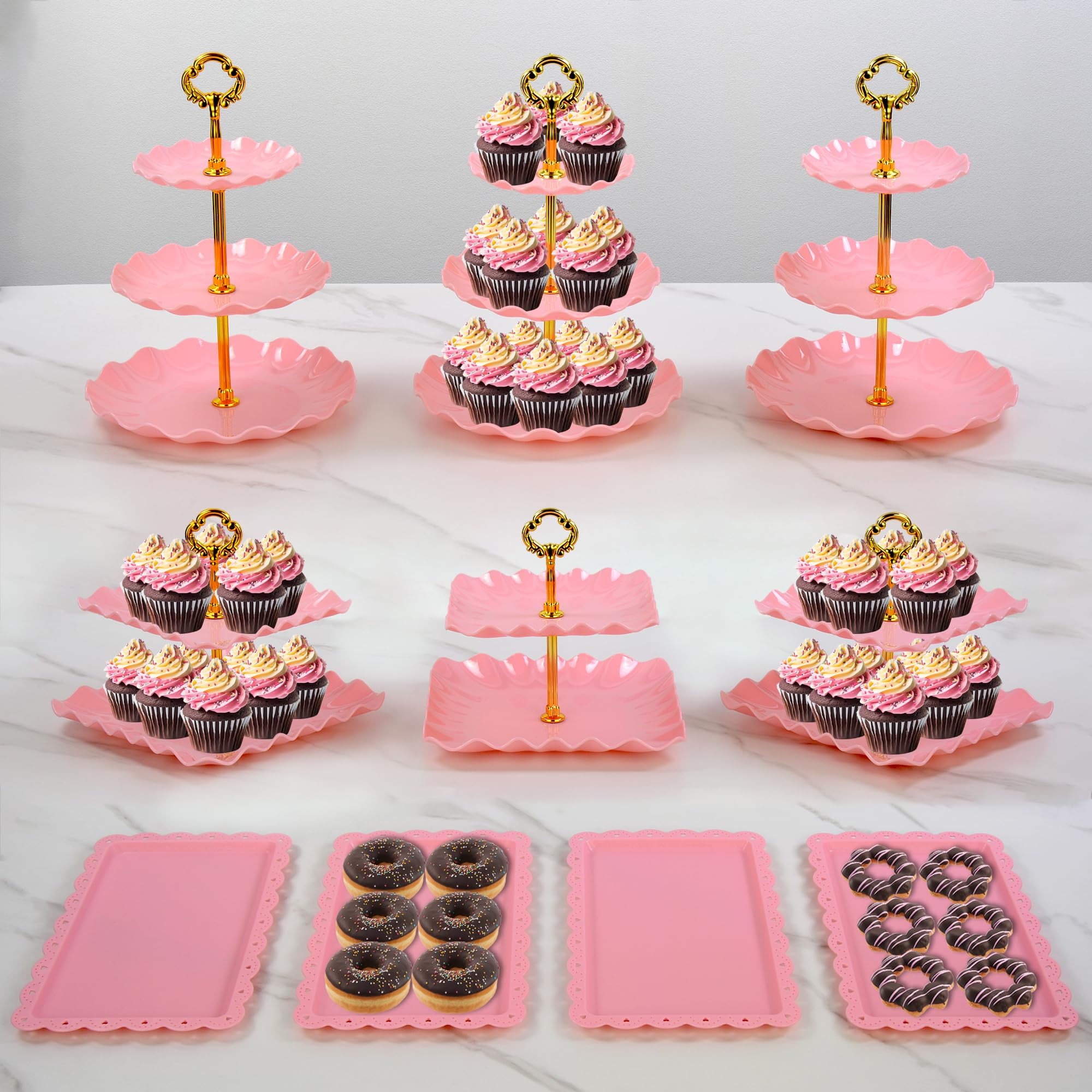 Pack of 10 NWK Cake Stand Set with 3X Two-Tier and 3X Three-Tier ...